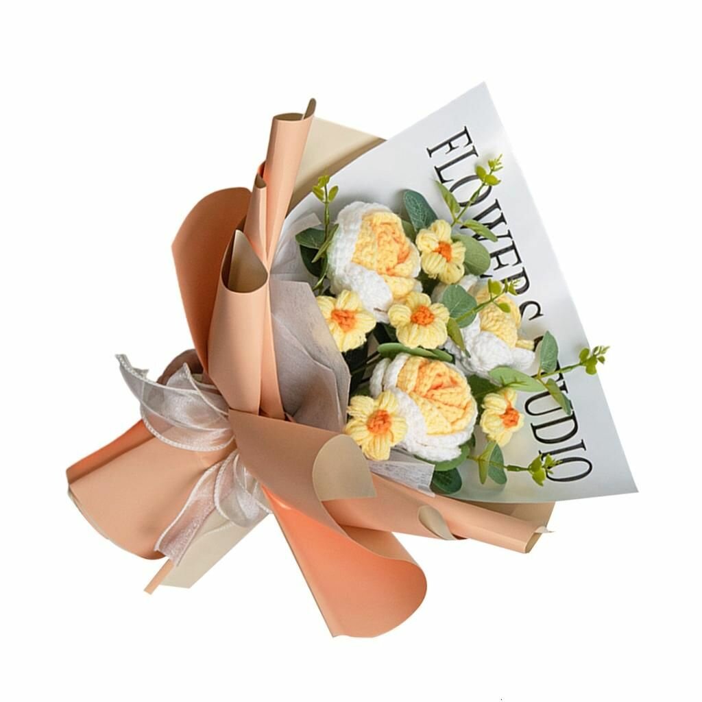 1 букет роз ручной работы, вязаный букет на День матери-градиент цвета шампанского