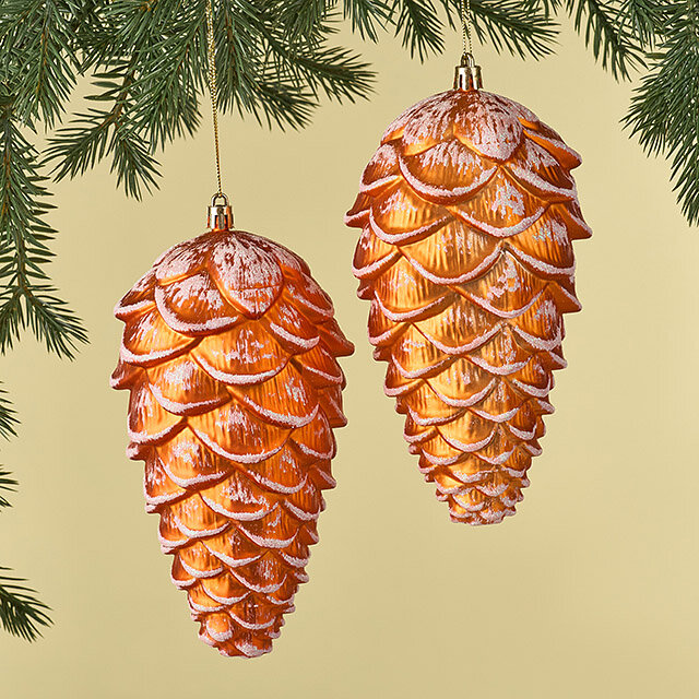 Елочная игрушка Шишка Crispina 18 см янтарно-золотая, 2 шт, пластик, Winter Deco, 1000807