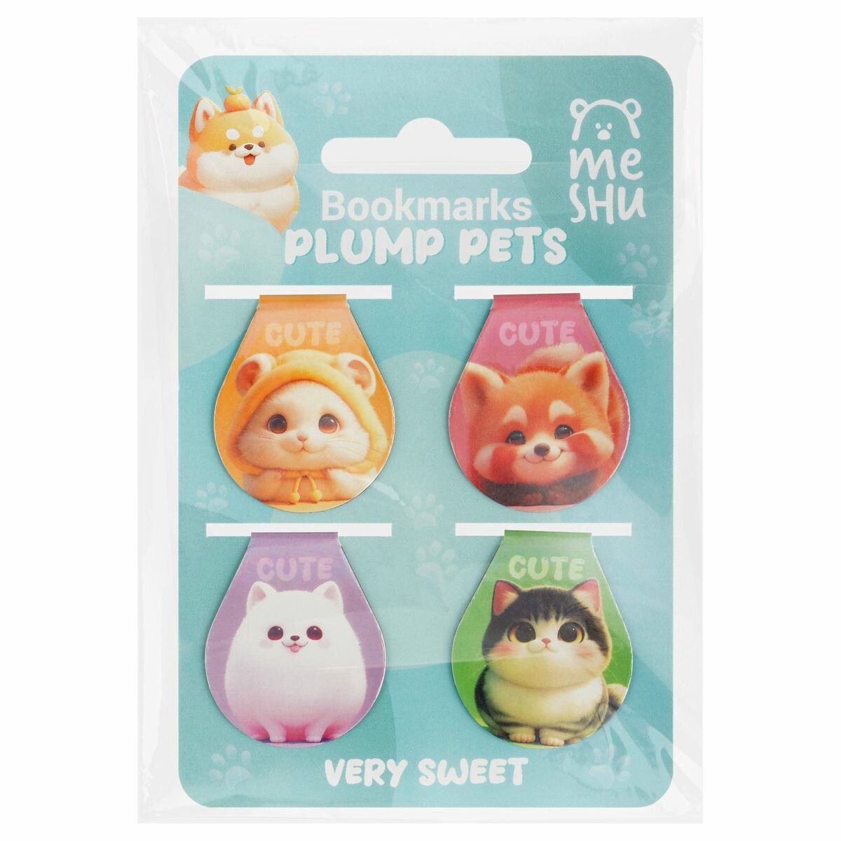 Закладка для книг магнитная MESHU "Plum pets", голографическая фольга, набор 4шт. (MS_66067), 10 уп.