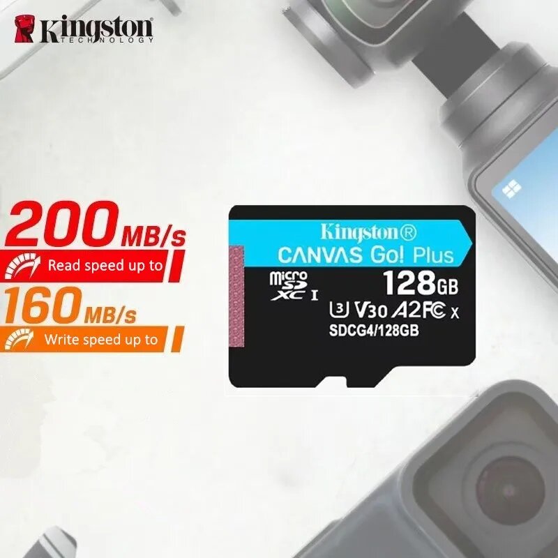 Kingston Canvas Go! Plus microSD карта памяти 64/128/256/512 ГБ для DJI, 128G