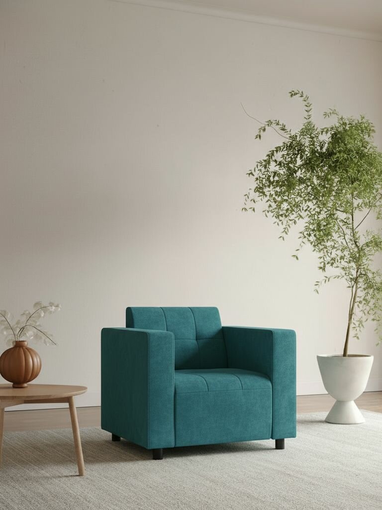 Кресло Альтаир с подлокотниками бирюзовый велюр в офис, дом, салон красоты, прихожую, гостиную, зону ожидания.
