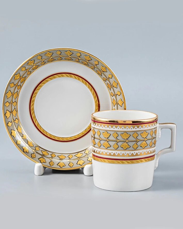 Чашка с блюдцем чайная форма Гербовая рисунок Бельведер, 220 мл, Императорский фарфоровый завод