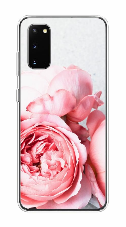 Чехол на Samsung Galaxy S20 / Самсунг Гэлакси S20 с принтом "Пионы на белом"