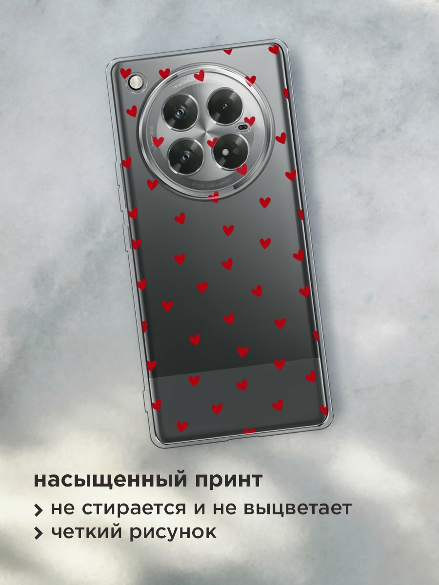 Чехол на Infinix Zero 40 5G / Инфиникс Зеро 40 5G с принтом "Red hearts", прозрачный — фото 1