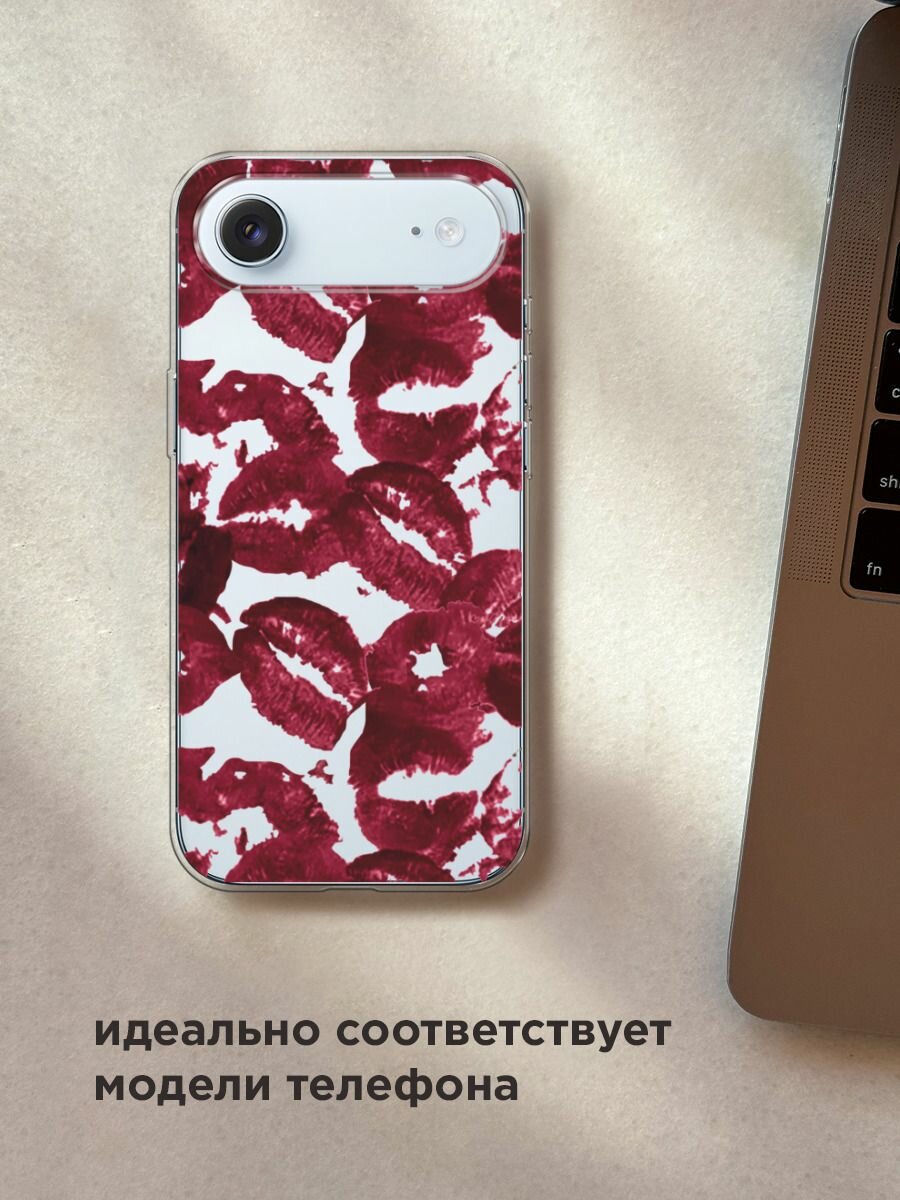 Чехол на Apple iPhone Air / Айфон Айр с принтом "Помада паттерн 2", прозрачный — фото 1