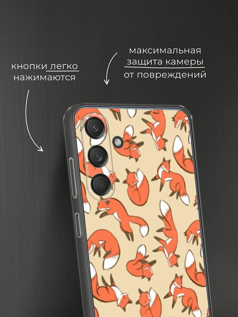 Чехол на Samsung Galaxy M55 / Самсунг M55 с принтом "Лисички фон" — фото 1