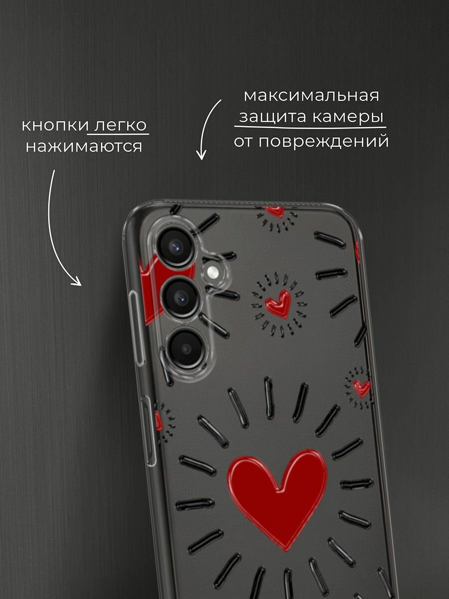 Чехол на Samsung Galaxy A24 / Самсунг Галакси A24 с принтом "Бордовые сердца паттерн" — фото 1
