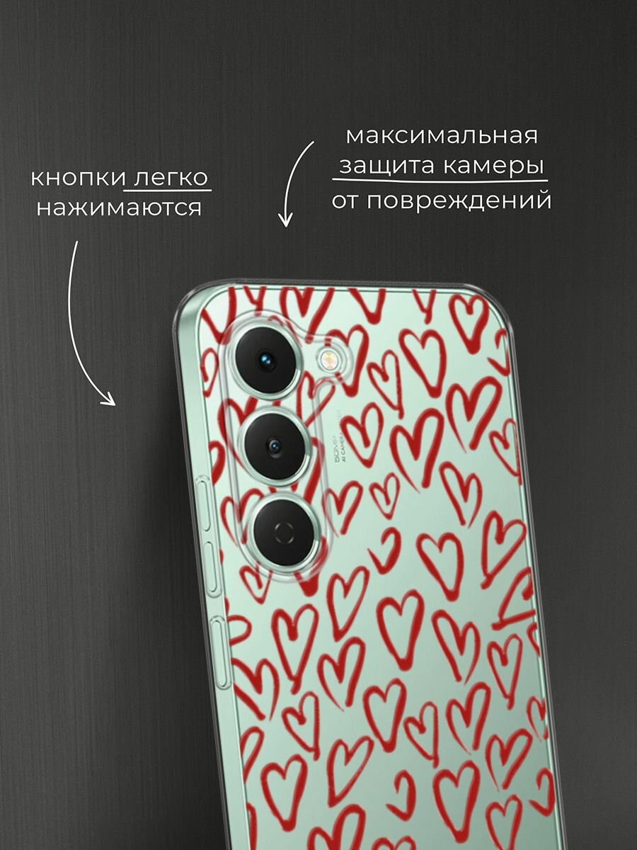 Чехол на Tecno Spark 40 Pro / Текно Спарк 40 Про с принтом "Легкие бордовые сердечки" — фото 1
