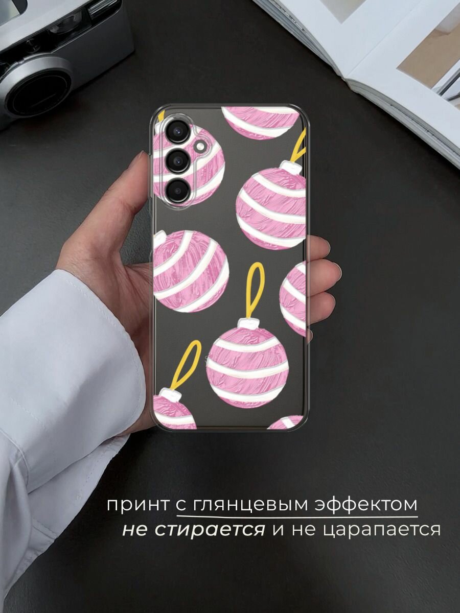 Чехол на Samsung Galaxy A24 / Самсунг Галакси A24 с принтом "Розовые новогодние шарики 3" — фото 1