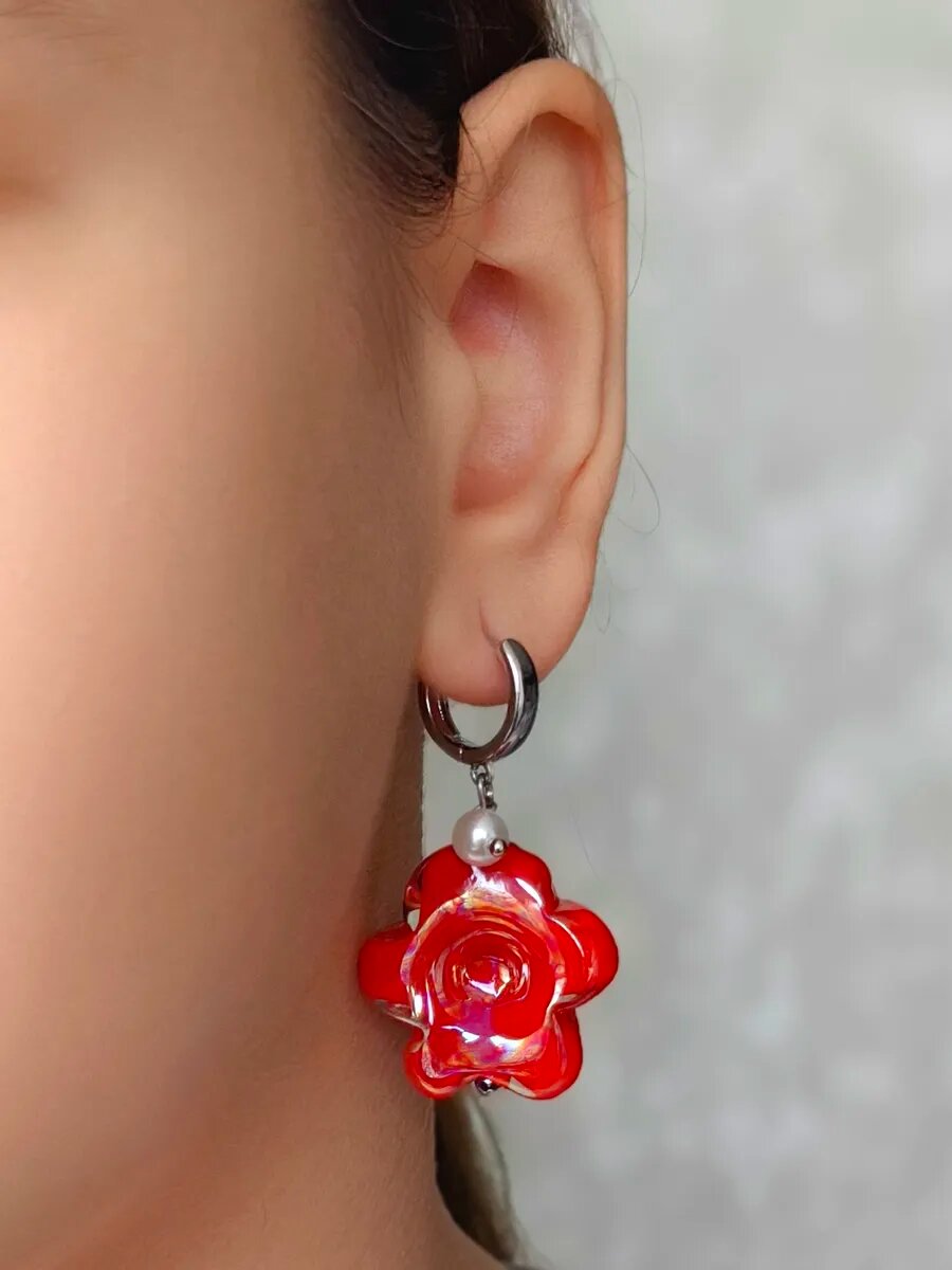 Серьги, муранское стекло, стекло