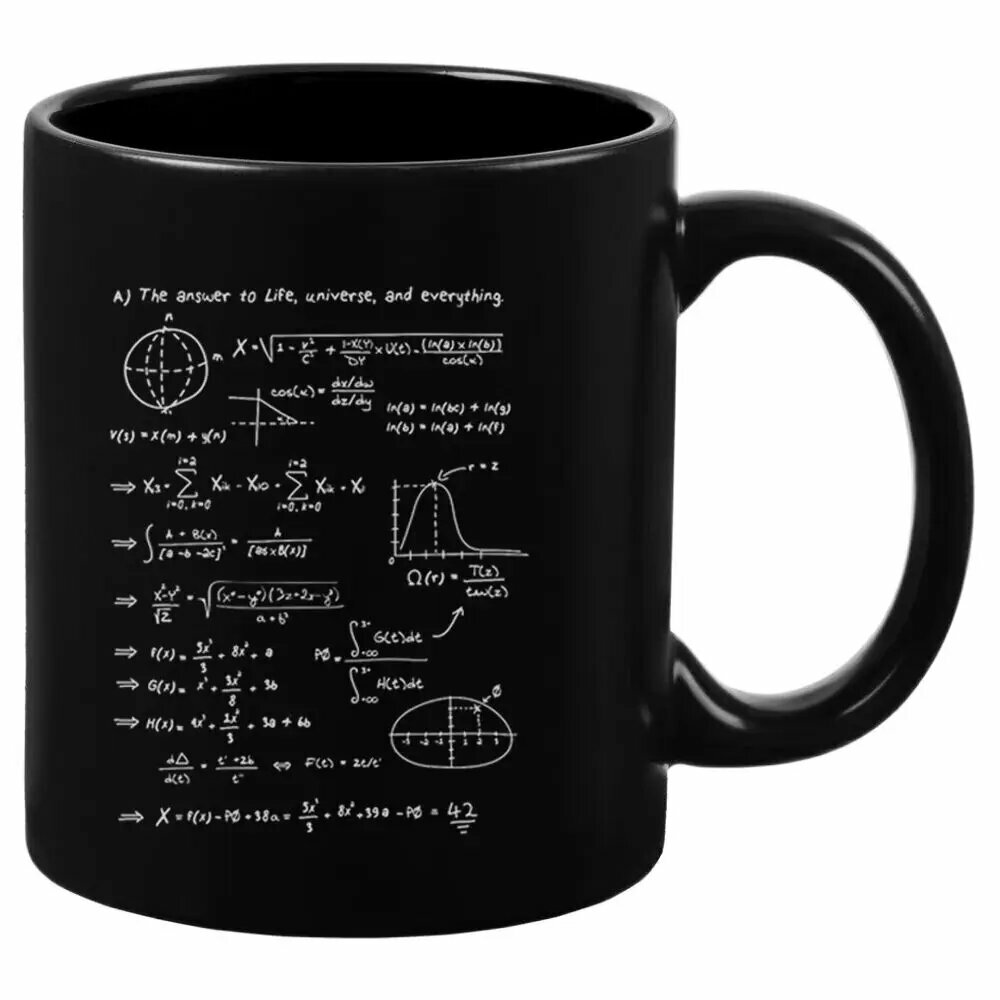 Кружка с уравнением математики 11 унций, Офисная Черная Керамическая кофейная кружка для учеников, подарок на день рождения для мальчиков и друзей, 301-400 мл, Черный