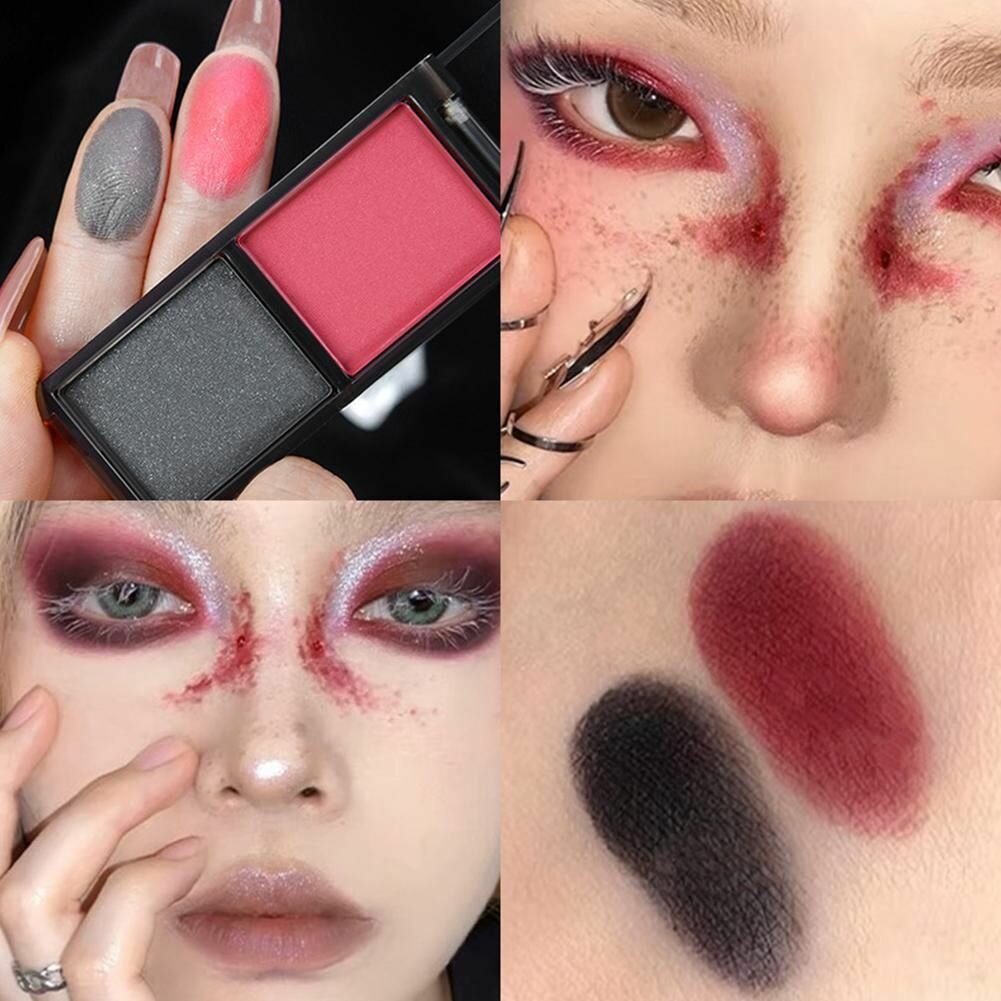 Двухцветная палетка матовых черных теней для век и хайлайтеров