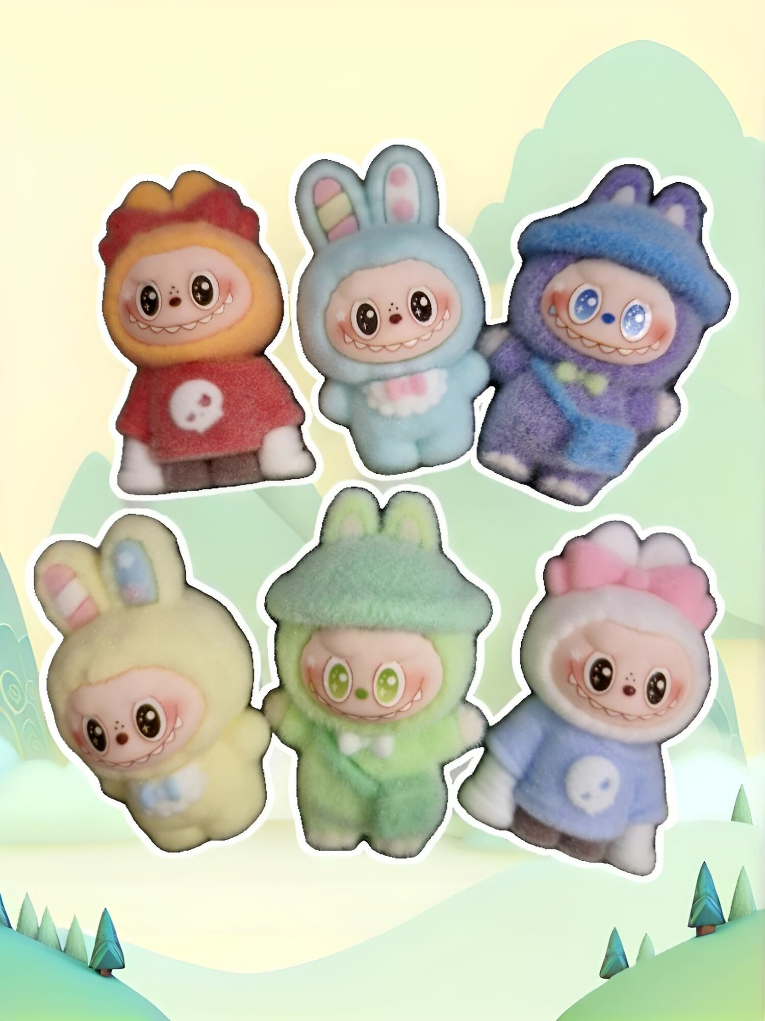 Фигурки куколки Лабубу Labubu 6 шт бархатные