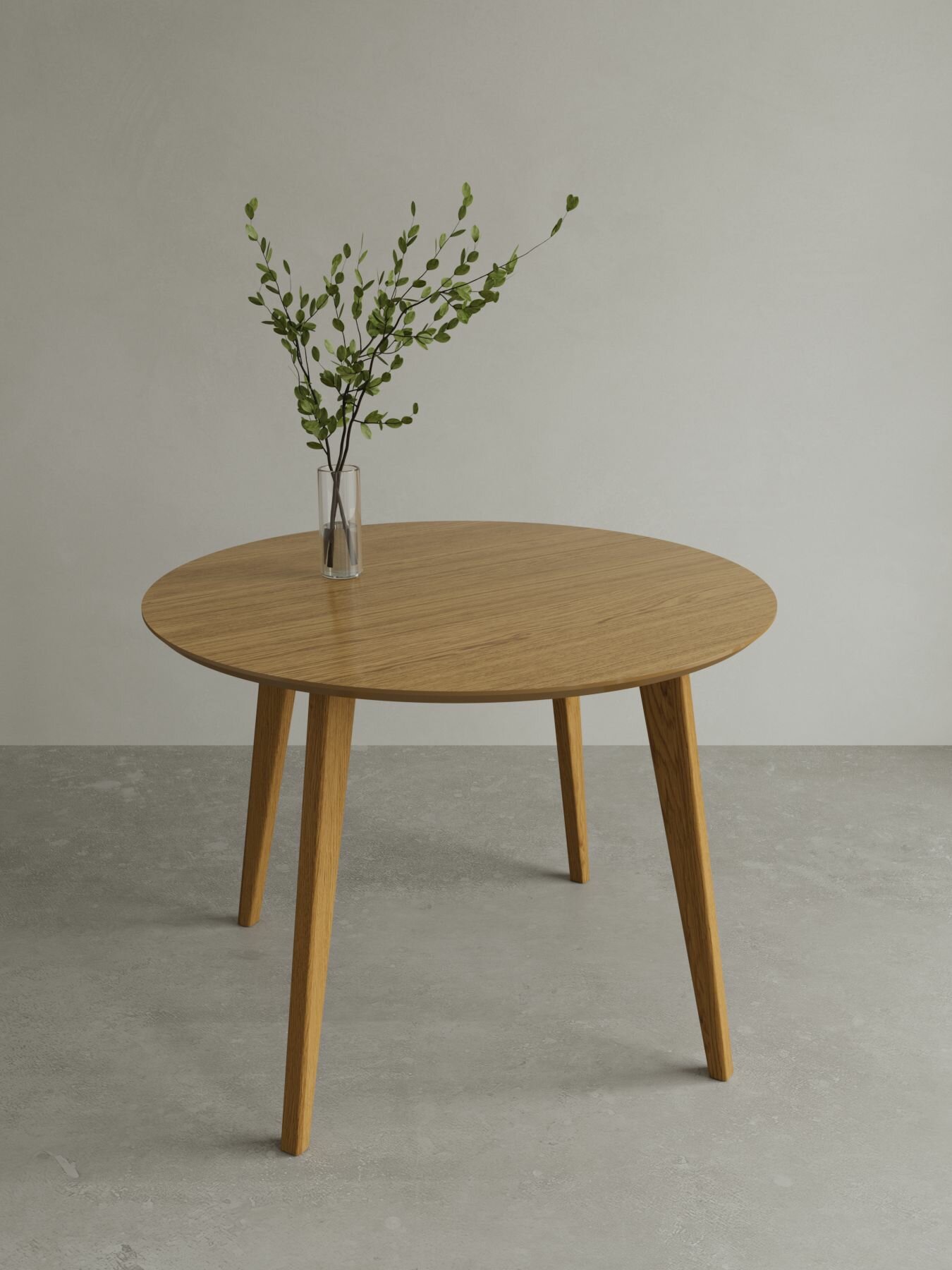 Стол круглый кухонный обеденный деревянный, 100 см, цвет "Натуральный дуб", большой