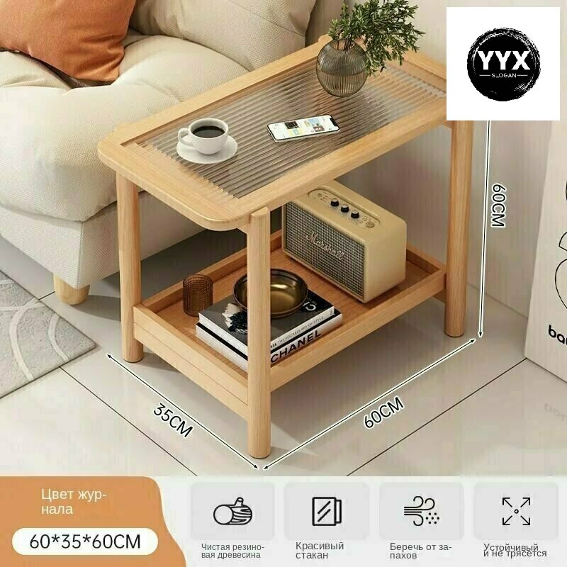 Приставной столик арт-деко 35x60x60см, универсальный, угловой, массив дуба