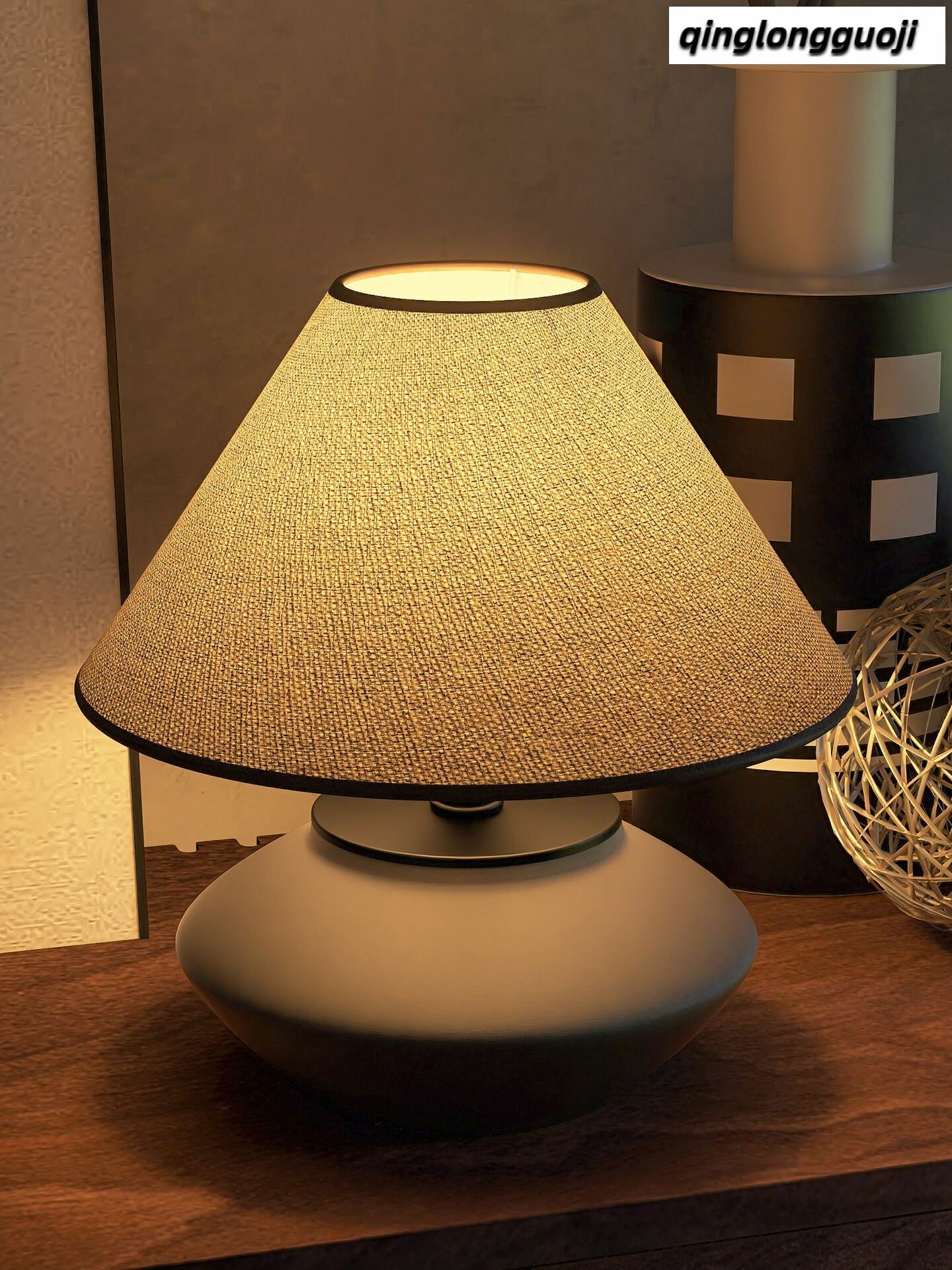 Эстетика стиля сонг, керамическая настольная лампа в стиле ваби-саби, современный новый китайский стиль средневековый прикроватный светильник, японский дизайнерский светильник