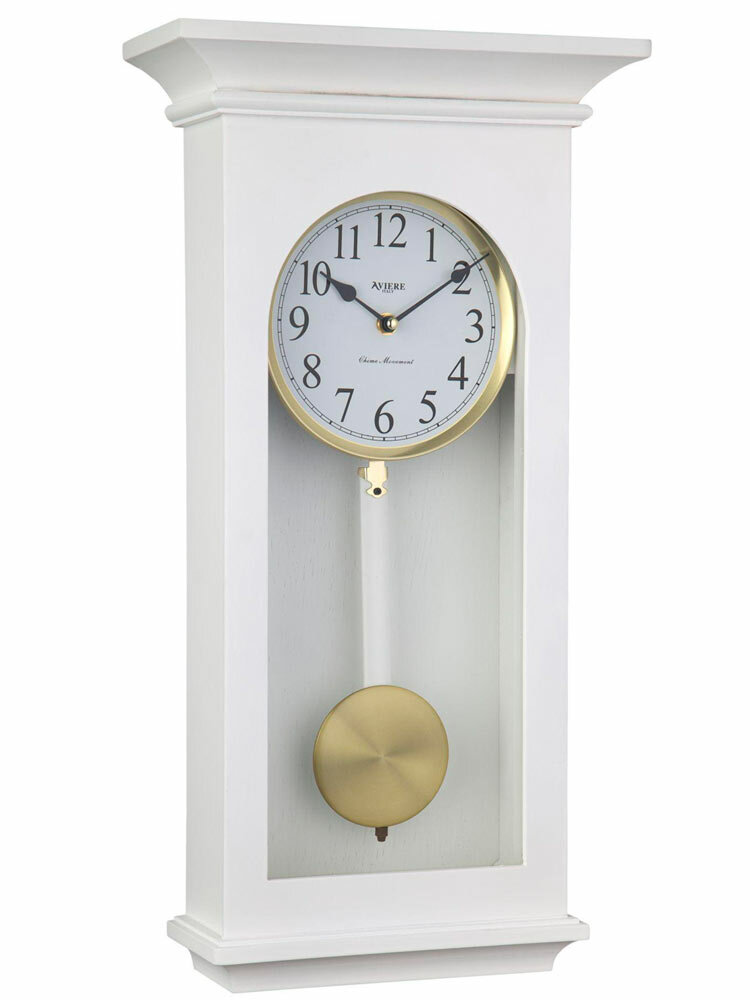 Настенные часы Av02502-White c боем и мелодией, деревянные, белые