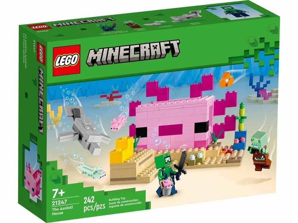 Лего Minecraft серия, LEGO 21247 Дом аксолотля, lego конструктор для мальчика, лего для девочек