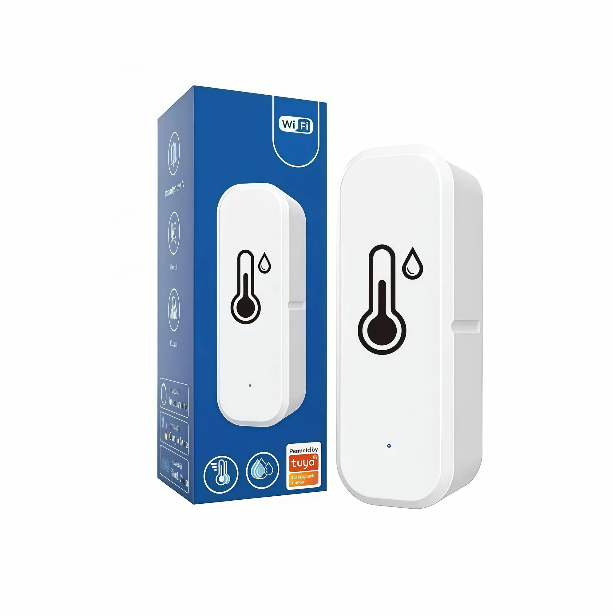 Wi-Fi Датчик температуры и влажности Tuya, Smart Life, IP20, белый