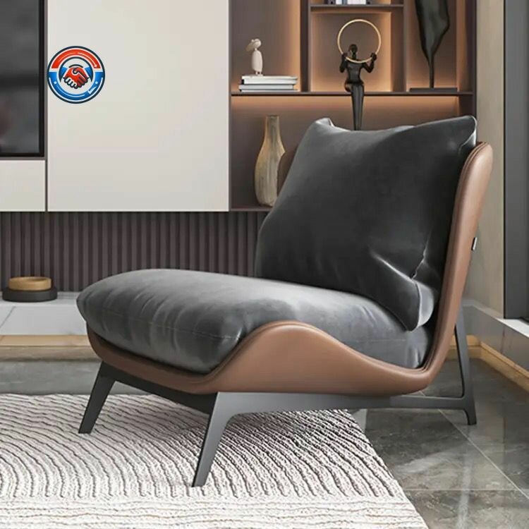 Дизайнерское мягкое кресло для гостиной, темно-серый кофейный цвет, комфортное кресло-качалка для отдыха и чтения, стильное дополнение интерьера