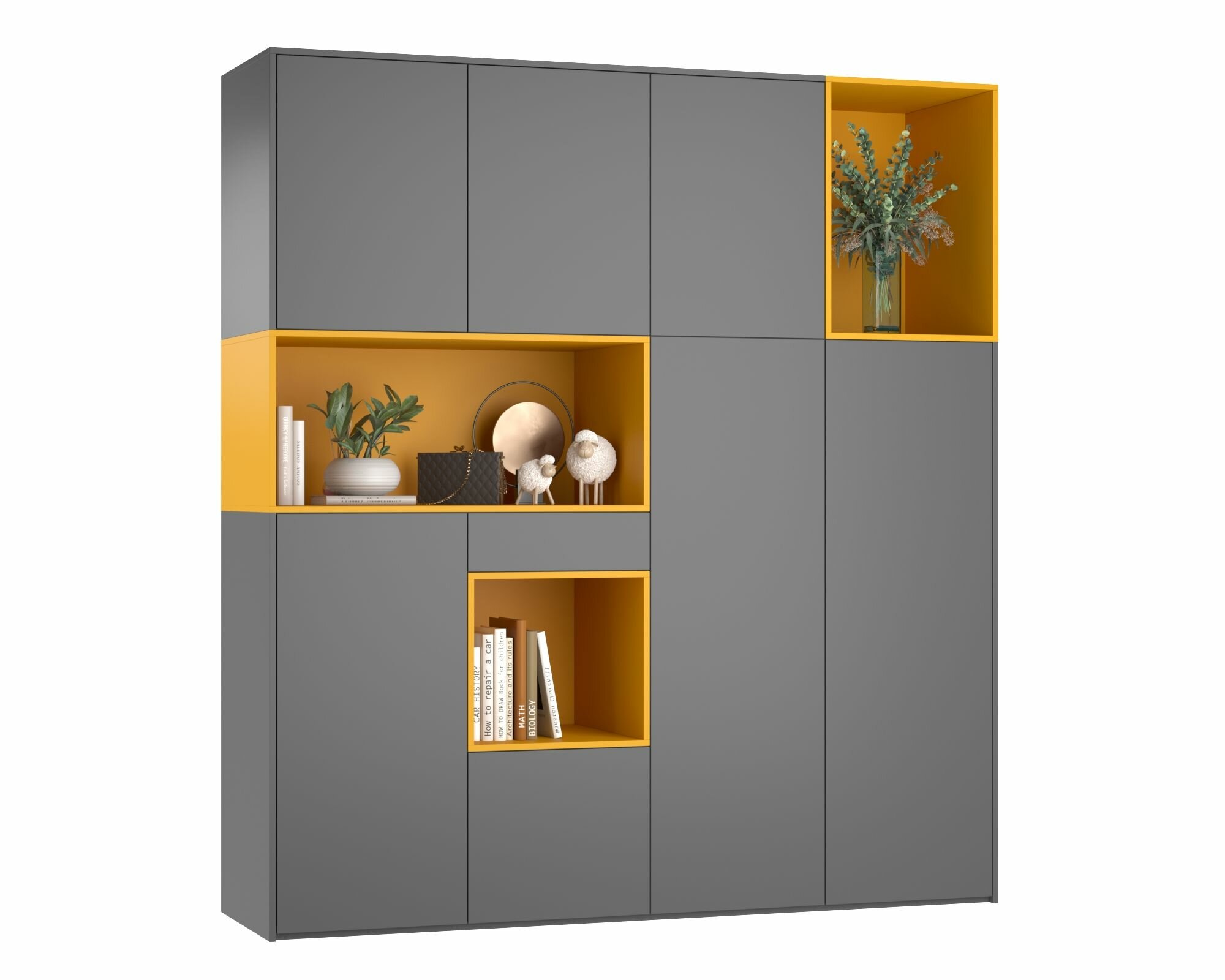 Шкаф распашной для одежды "Рокки 15" 200х220х55 Серый графит / Солнечный свет