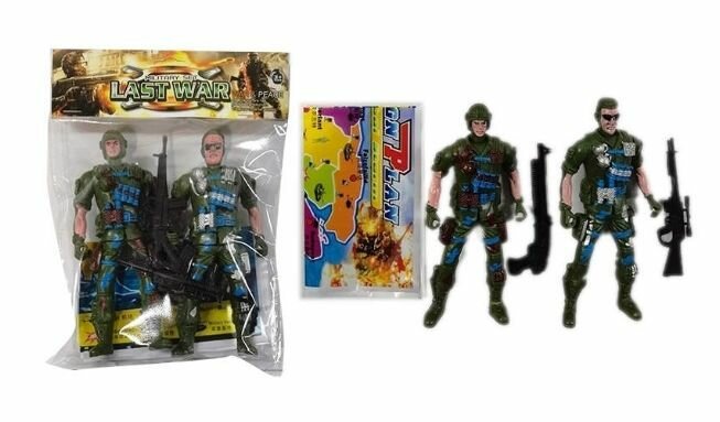 Игровой набор военных: 2 солдатика, 2 оружия, карта