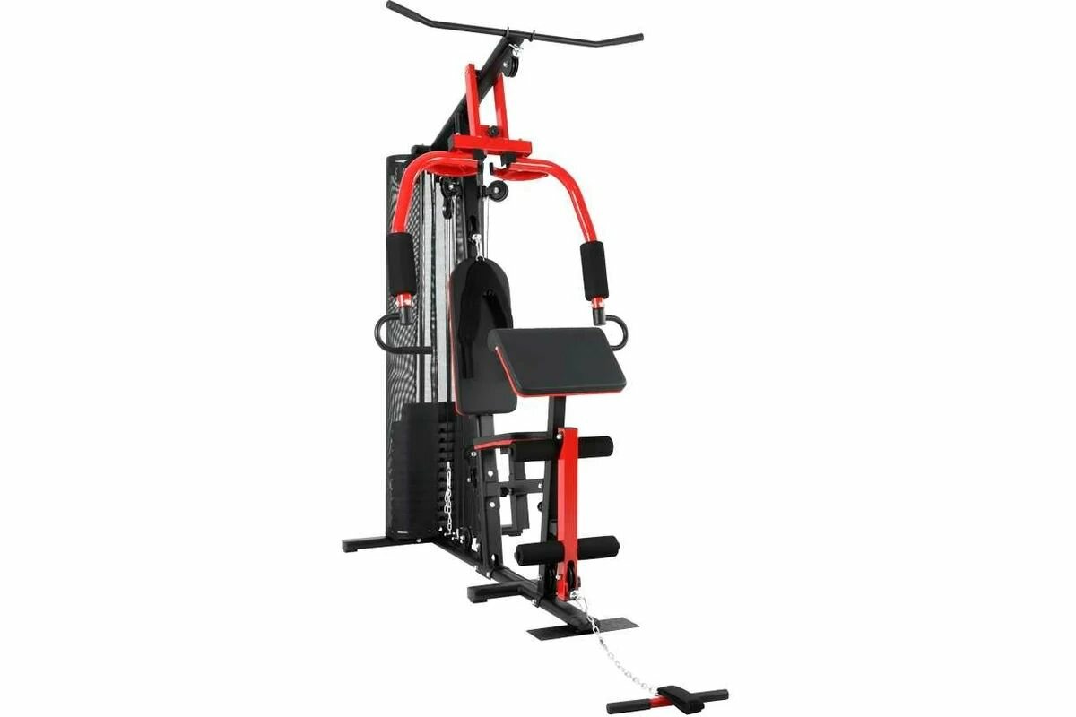 Силовой комплекс UNIX Fit BLOCK MAX, грузоблоки, максимальная нагрузка 140 кг, черный/красный