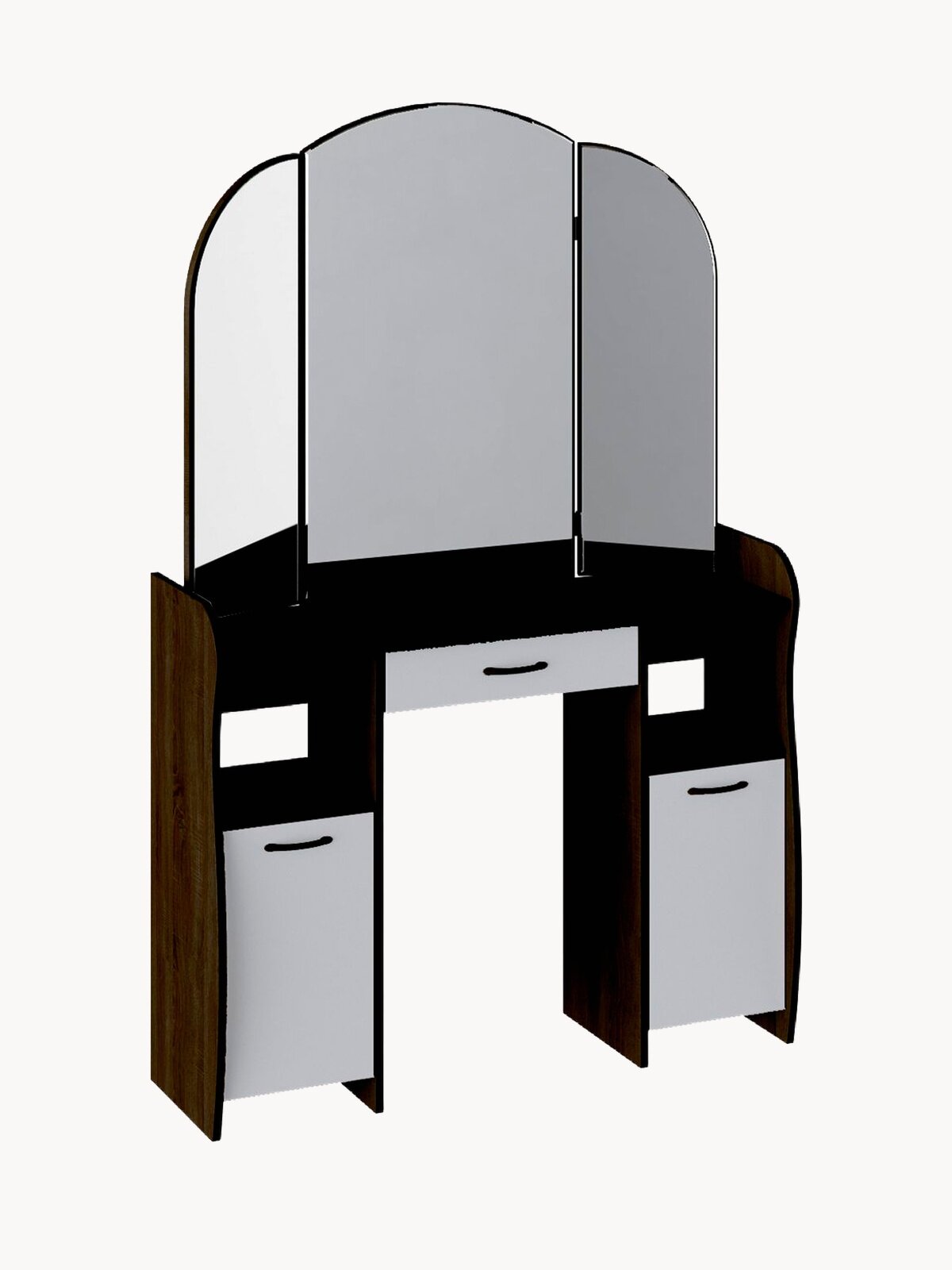 Туалетный столик, трюмо, гримерный столик с ящиком и полками коричневый (ВхДхГ) 162х107х33, София Т2