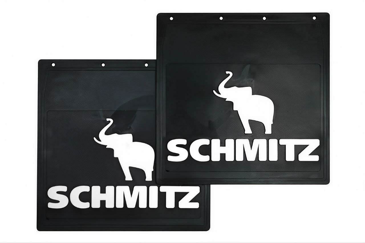 Брызговики задние на прицеп SCHMITZ "слон" 400*400 резина LUX белый рисунок (комплект)