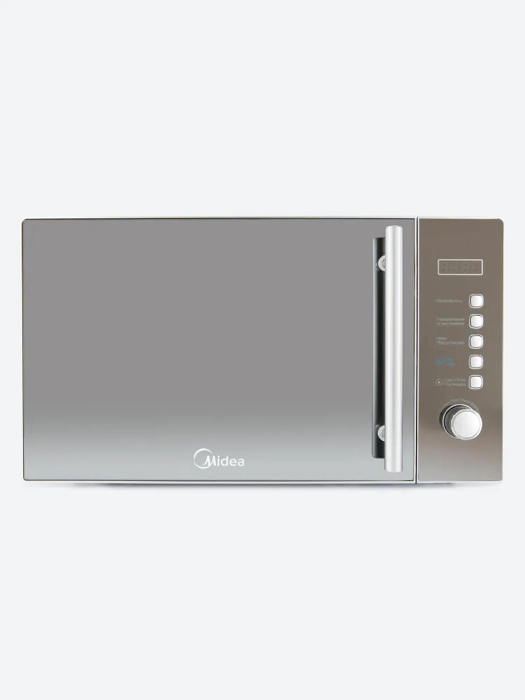 Микроволновая печь Midea AM820CMF, 20 л, серебристая, кнопочные переключатели