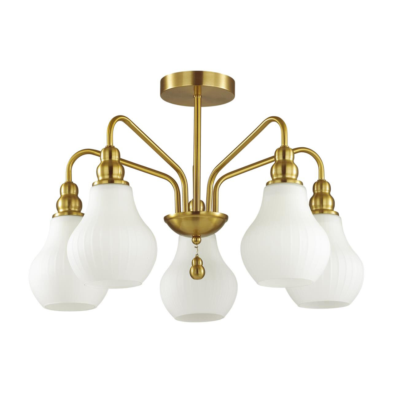 Люстра Lumion Moderni 4562/5C eleonor, E27, 60Вт, 5 лампочек, стекло/металл, цвет латунный/белый