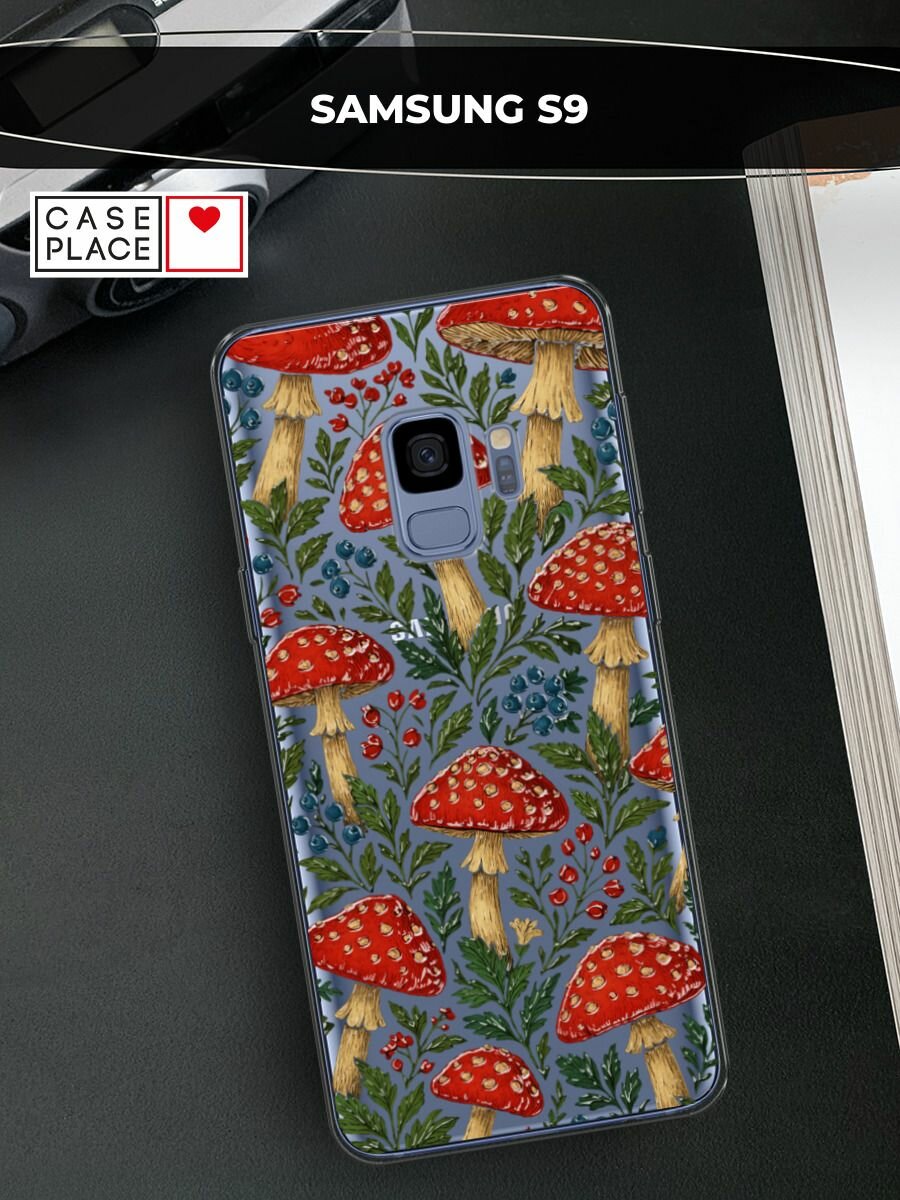 Чехол на Samsung Galaxy S9 / Самсунг Галакси С9 с принтом Мухоморы