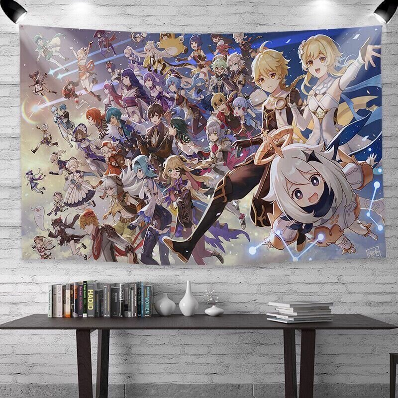 Гобелен аниме genshin Impact японский дом