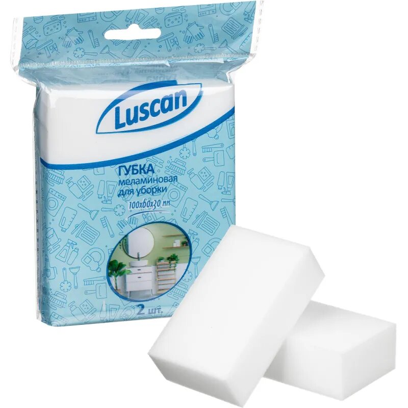 Губки меламиновые для деликатной очистки Luscan 2шт./уп