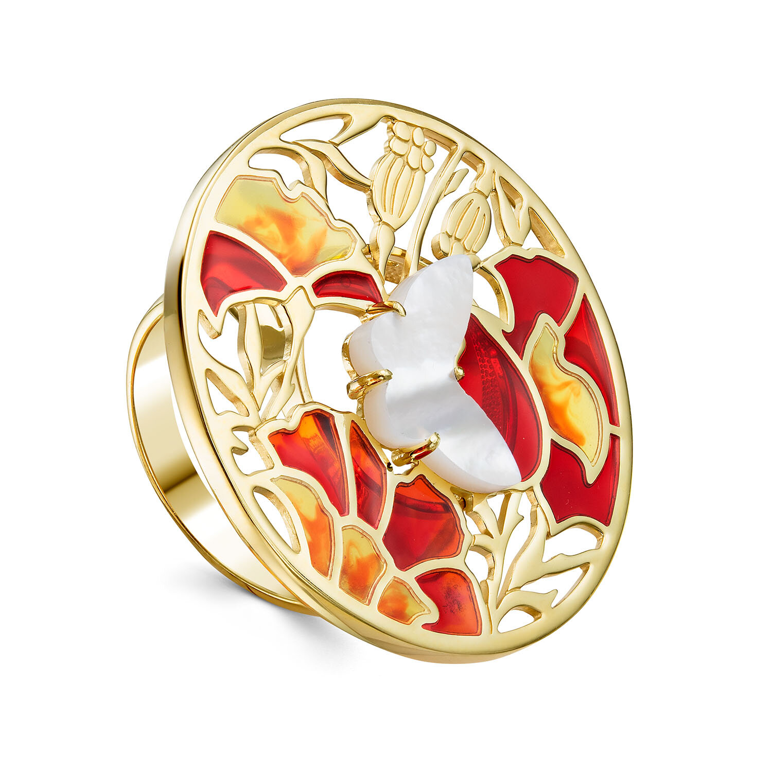 Кольцо, серебро, 925 проба, перламутр