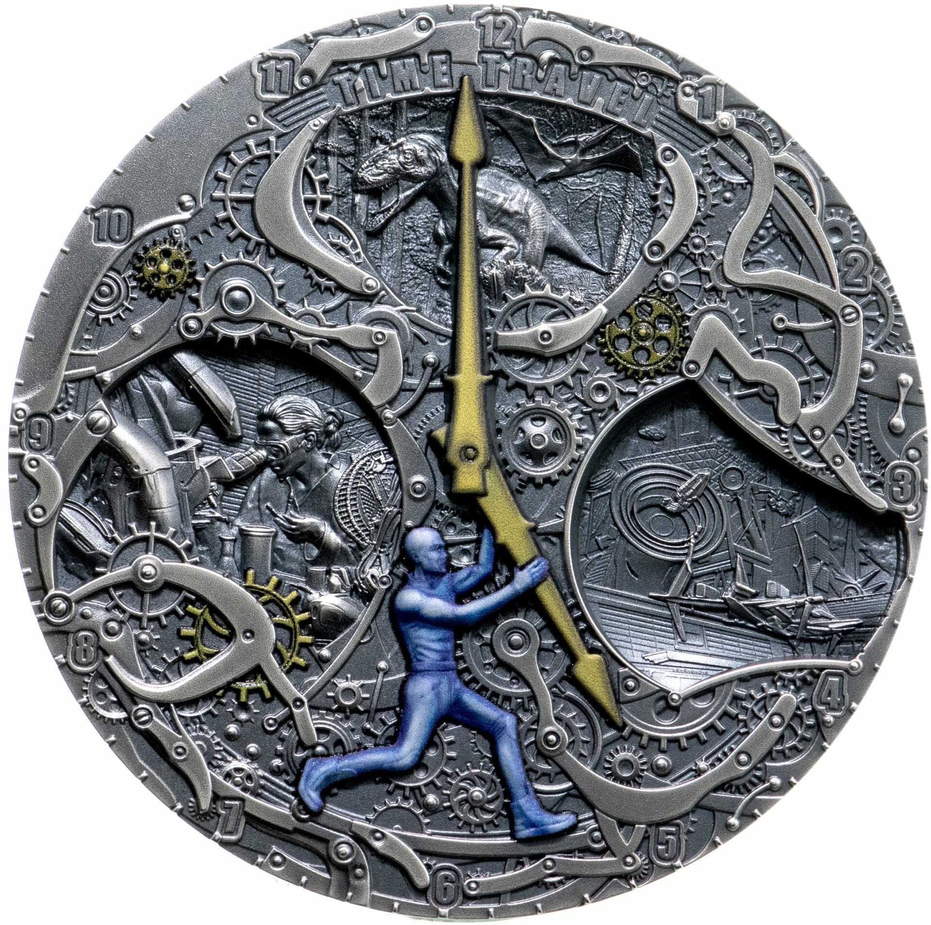 Остров Ниуэ 2 доллара 2022 "Путешествие во времени", в футляре с сертификатом, Серебро 999, в сохранности UNC