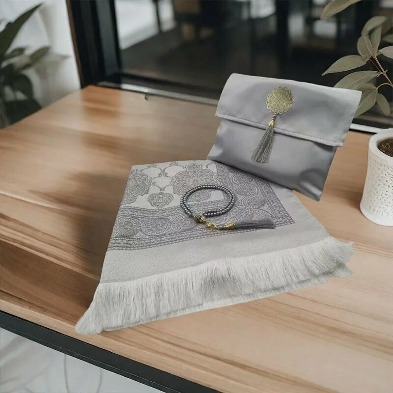 Мусульманских Дорожный молитвенный коврик для намаза (намазлык) с молитвенными бусинами и сумкой для хранения,110 см х 70 см, Набор из 3-х