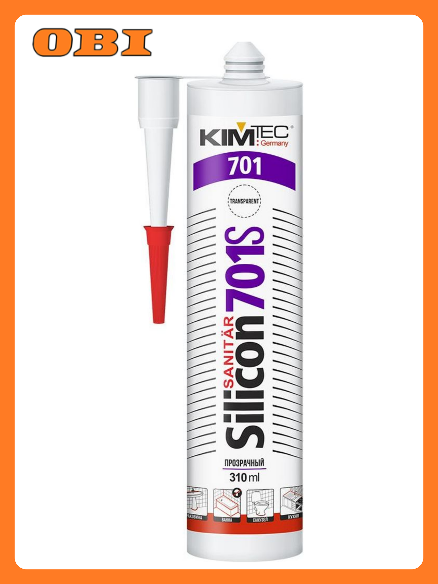 Герметик силиконовый санитарный KIM TEC 701S прозрачный 310 мл