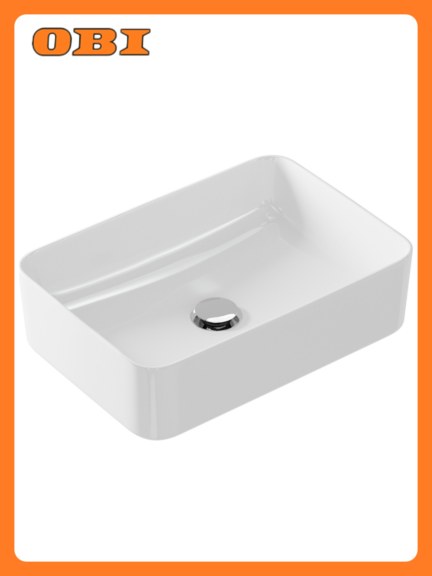 Раковина Cersanit CREA 50, прямоугольная, накладная, белая, керамика