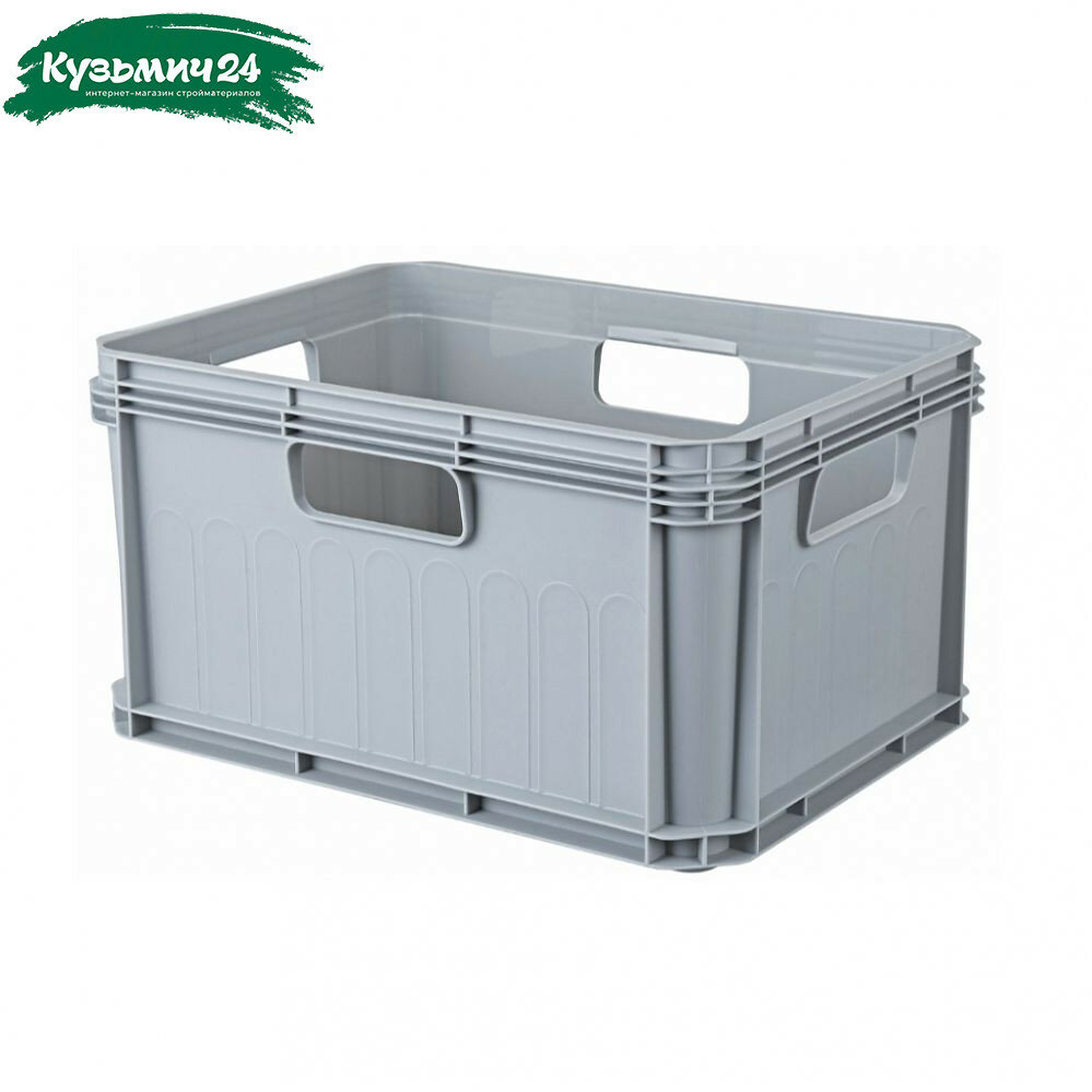 Ящик универсальный Бытпласт Евробокс, серый, 220х300х400 мм, 21.5 л