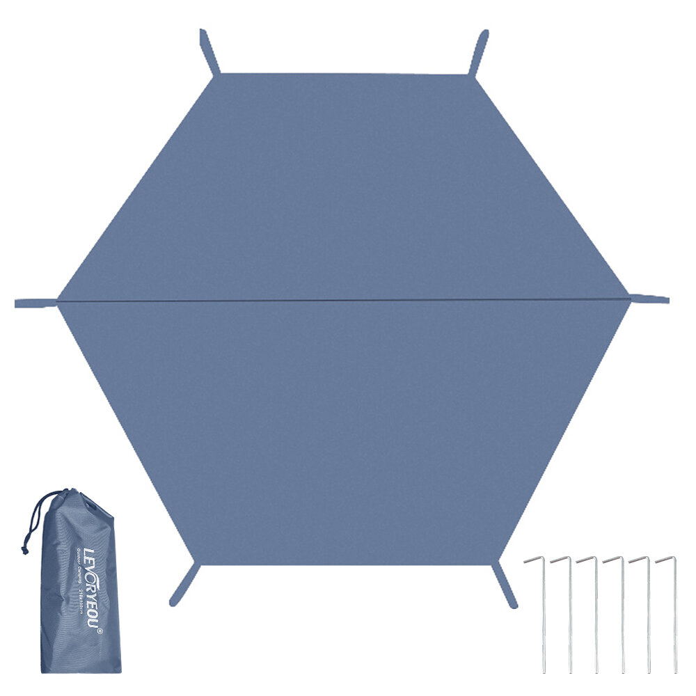 Тент Тарп Водонепроницаемый Прочный Нап Пикник Тарп Матовый Тент Мягкий Пляжный Подложка для Пеших Походов Путешествий Бэкапкинга, Шестиугольный Тарп, Размеры S/M/L (по выбору), S: 240*210 см, Вес 500 г, Размер упаковки 28*17 см, Комплект: 1*Тентовый