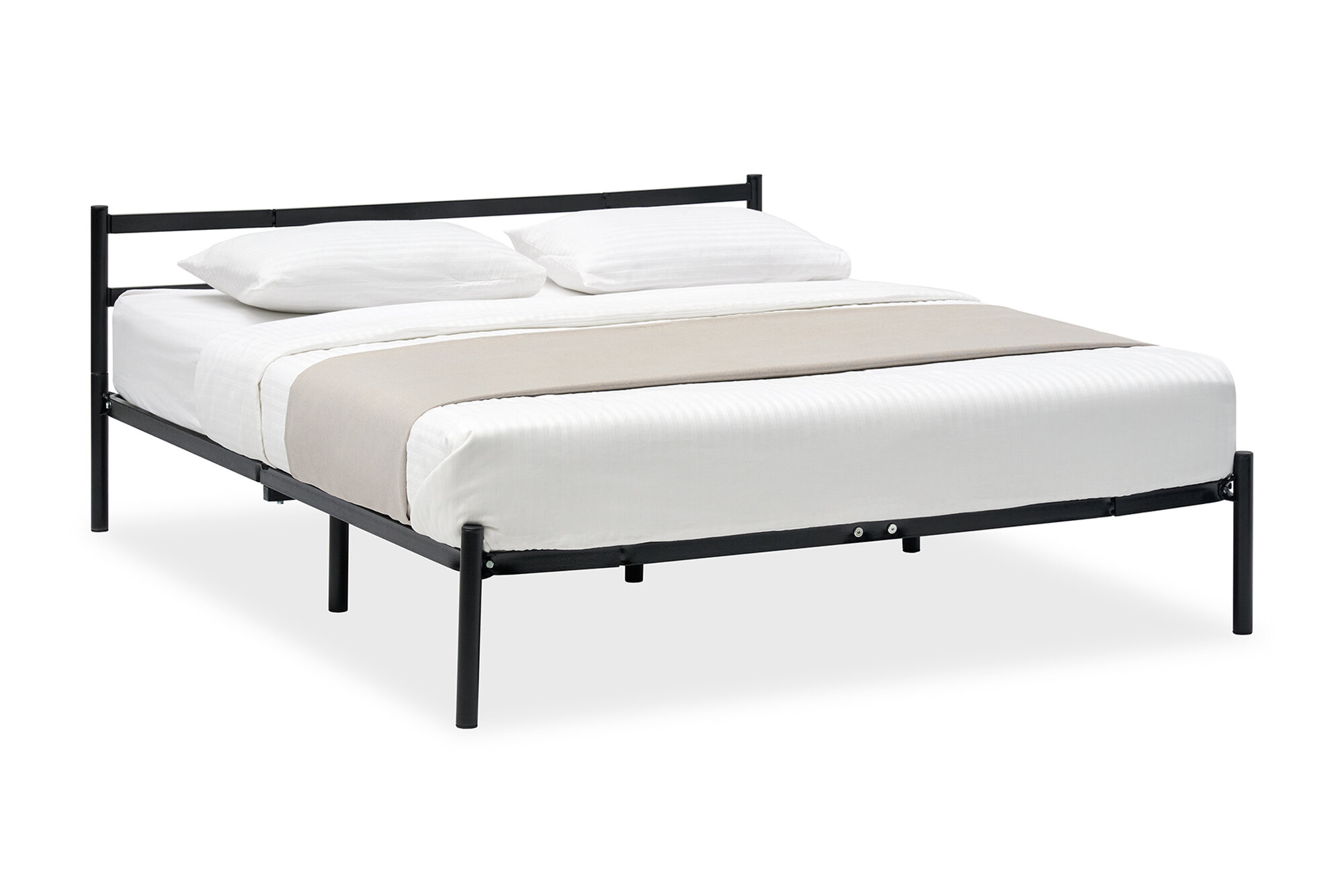 Кровать металлическая двуспальная Нонтон Мета, 160x200 см, ламели, черная