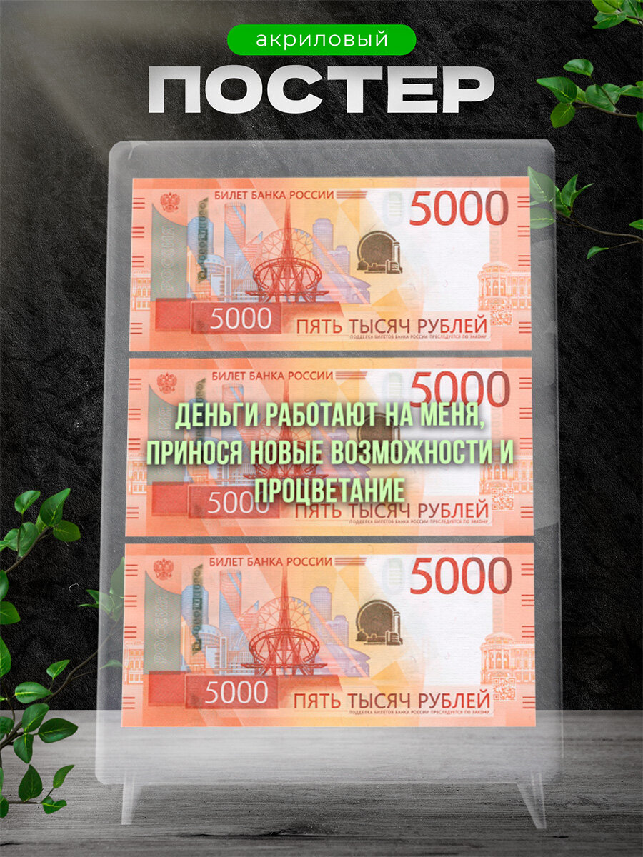 Акриловый постер на подставке с цветным принтом на подставке Карта желаний деньги
