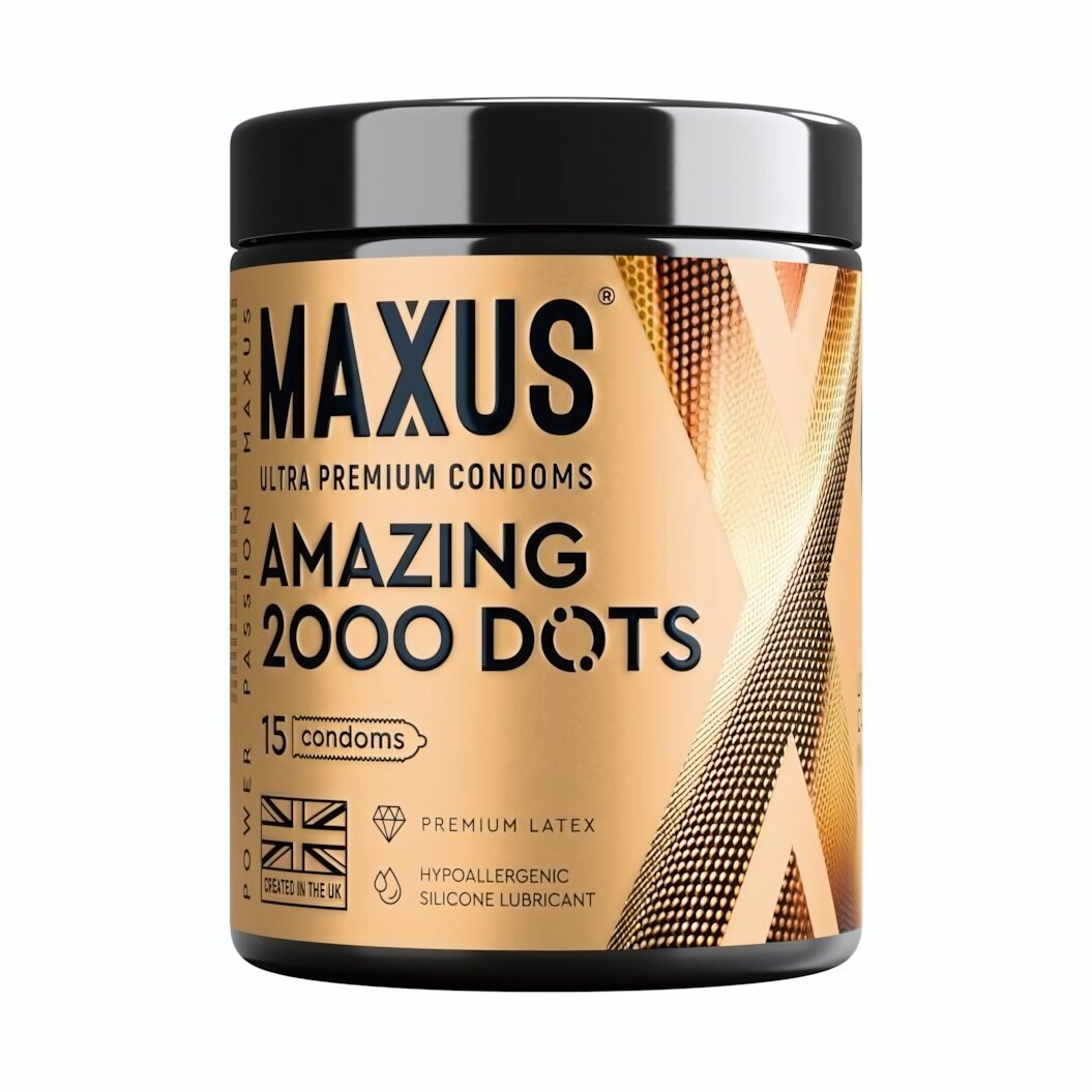 Презервативы Maxus Amazing Dots с 2000 точками, латекс, кремовые, 15 шт.