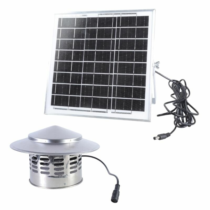 Вытяжной вентилятор на металлической крыше 110 мм + солнечная панель мощностью 8 Вт