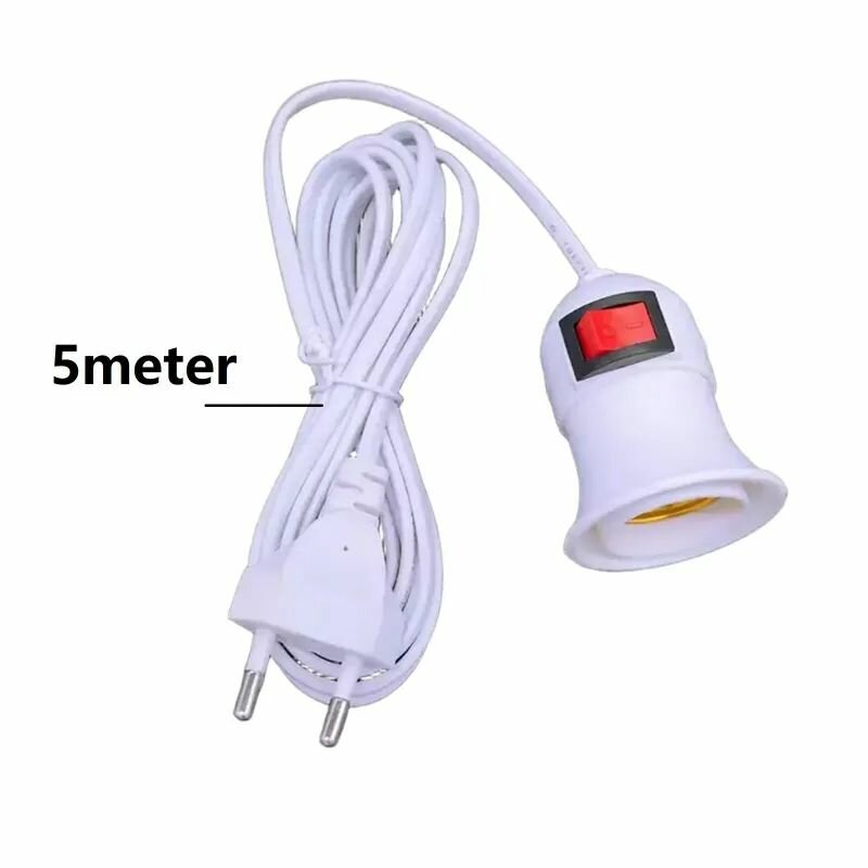 Европейский стандарт E27 с резьбой, с выключателем, патрон с проводом 5 метров