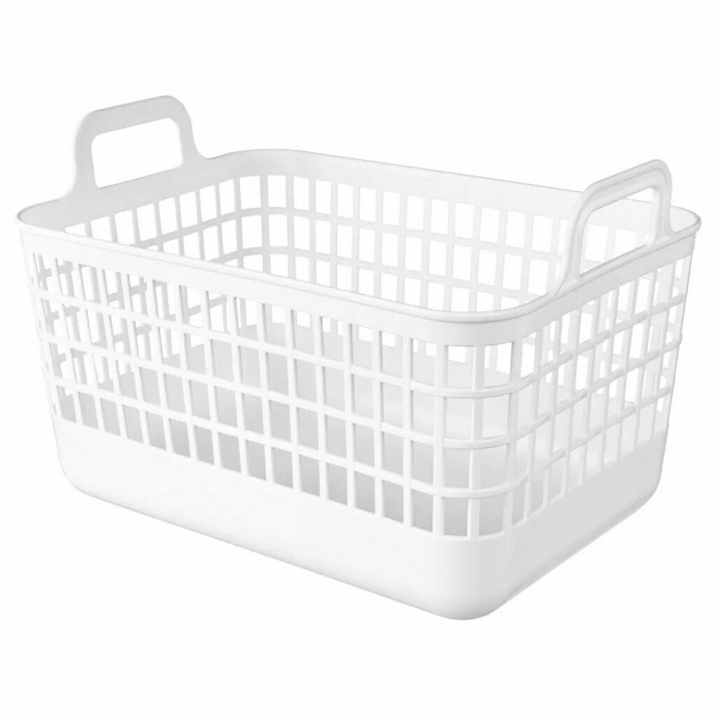 Корзина универсальная Бытпласт Ково 12 л, белая пластиковая для хранения вещей, игрушек и мелочей, с ручками, 32х22х21 см
