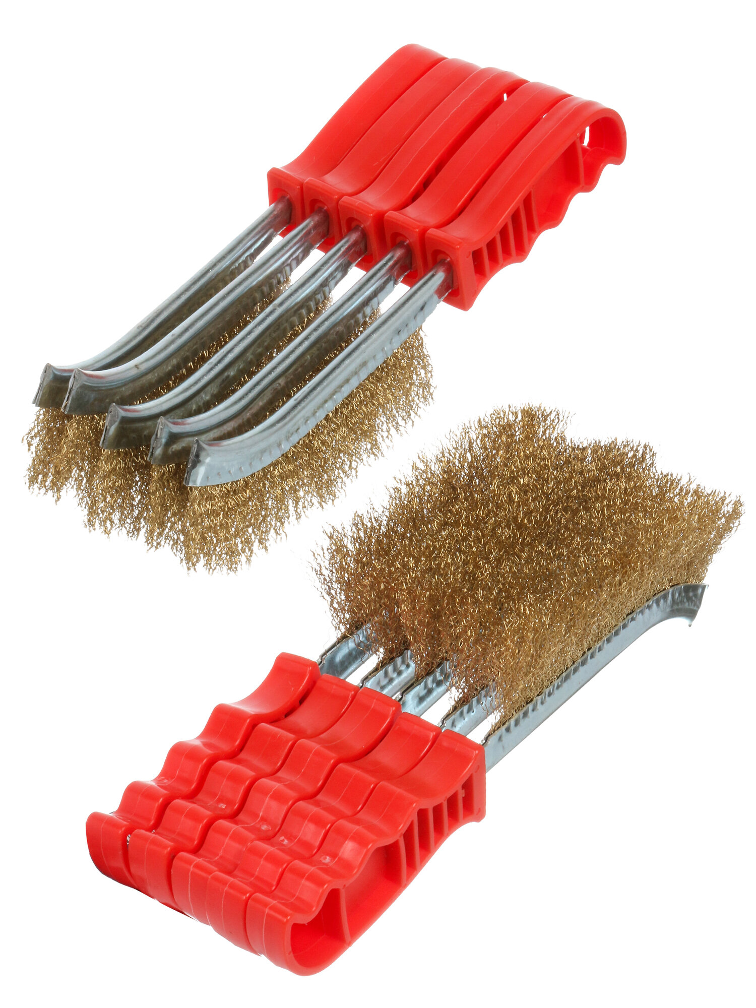 Набор щеток по металлу Bartex 10 штук, медная щетина, 1-рядная, пластиковая рукоятка для очистки поверхностей от ржавчины