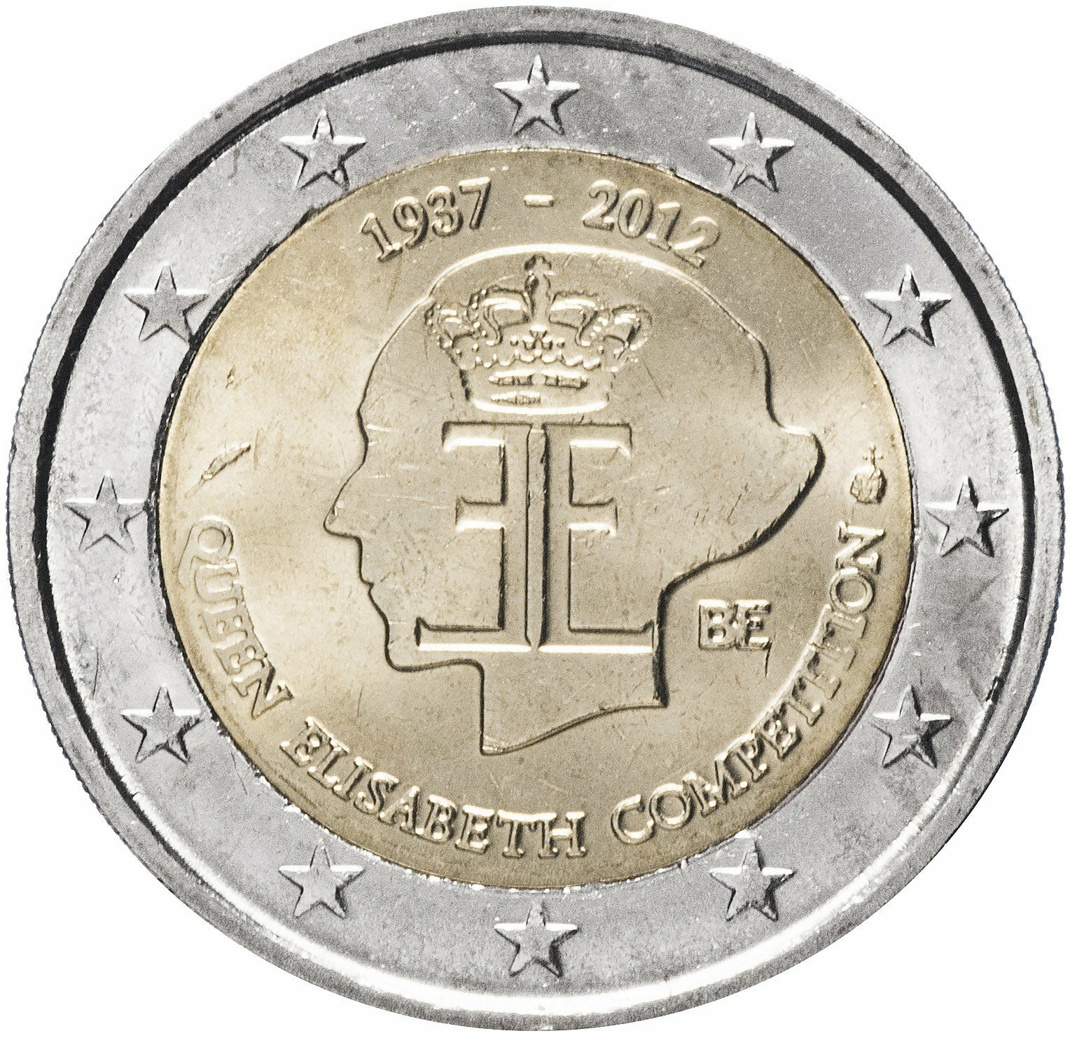 Бельгия 2 евро 2012 "75 лет музыкальному конкурсу имени королевы Елизаветы", Биметалл, в сохранности UNC