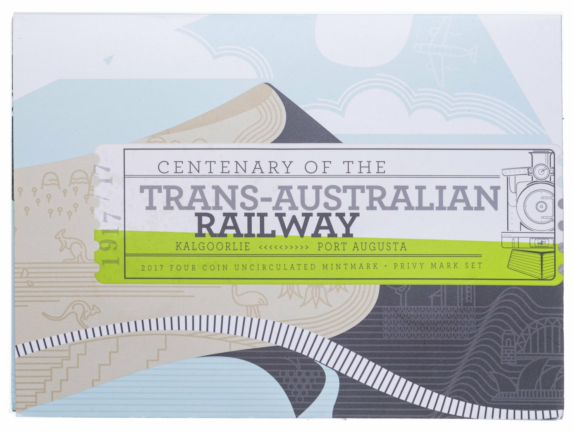 Австралия набор 1 доллару 2017 "Трансавстралийская железная дорога" из 4 монет, Алюминиевая бронза, в сохранности UNC